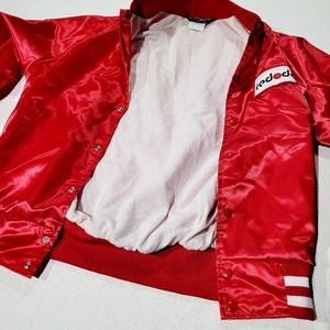 Sportsmaster | Jackets & Coats | Vintage Red Dot Red Satin Varsity ...